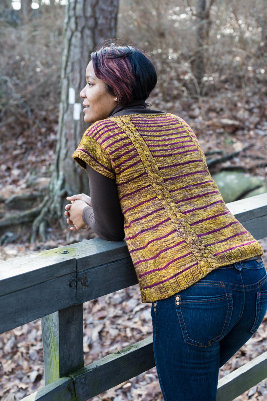 PATTERN 'twin Vines' Knit Striped Seamless Sweater Size 30"-45" Bust ...