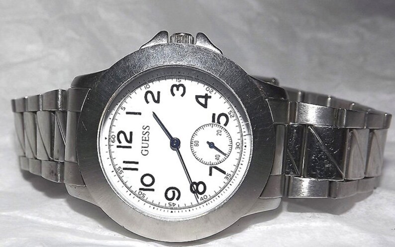 Vintage Men's Guess Watch With Genuine Leather Band - Etsy