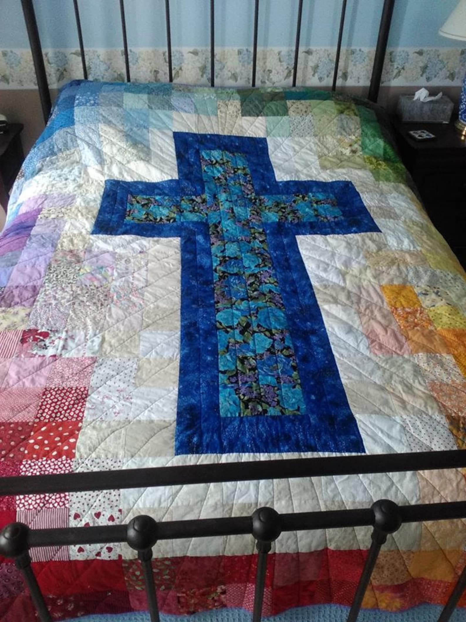 Quilt Pattern Watercolor Rainbow Religious Cross Christian - Etsy