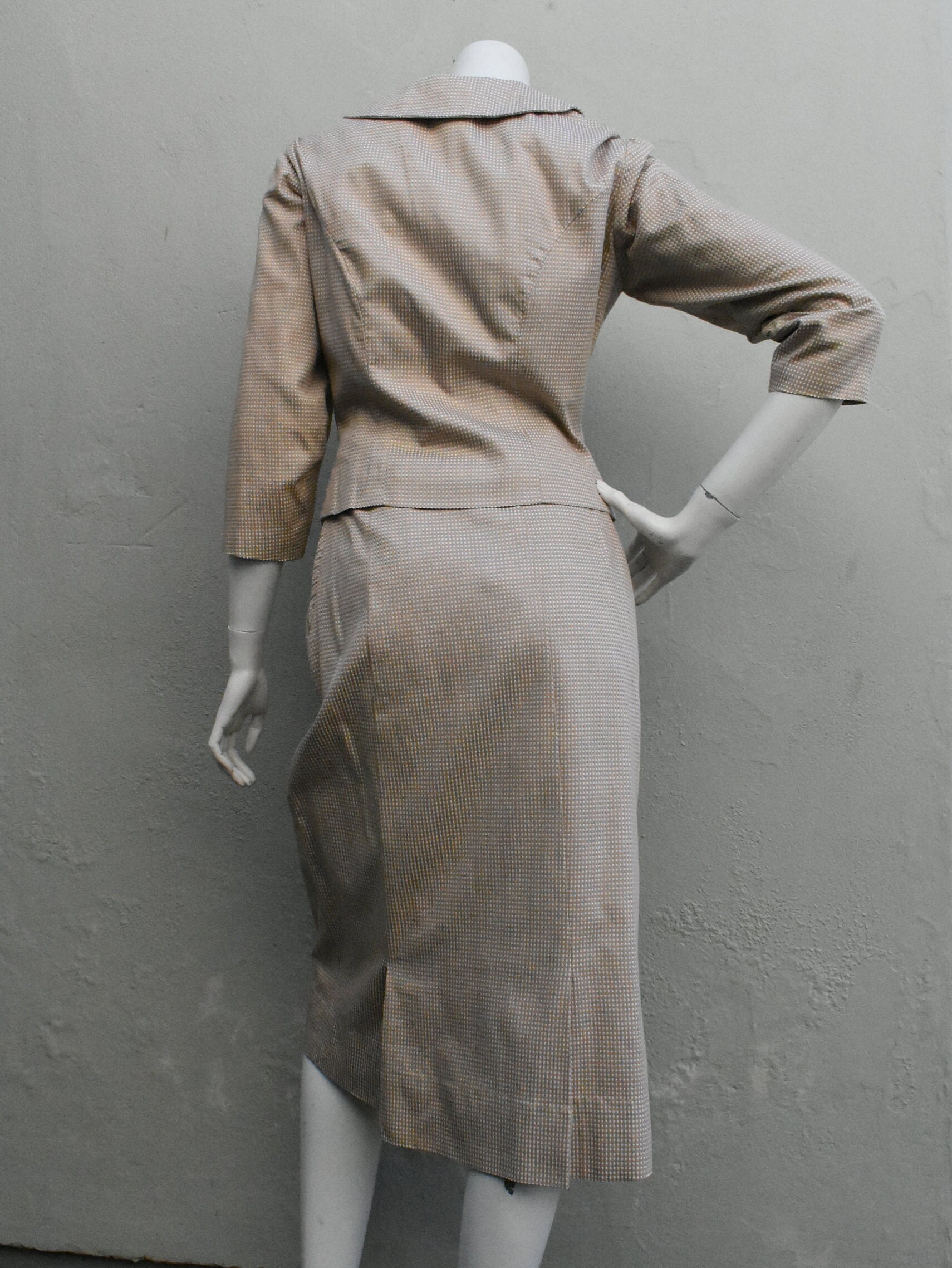 Vintage 1960's Audrey Hepburn Style Quality Champagne Waffle Lined Suit ...