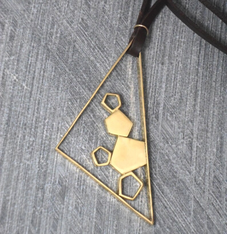 Gold Triangle Pendant Uneven in Shape Geometric Long - Etsy