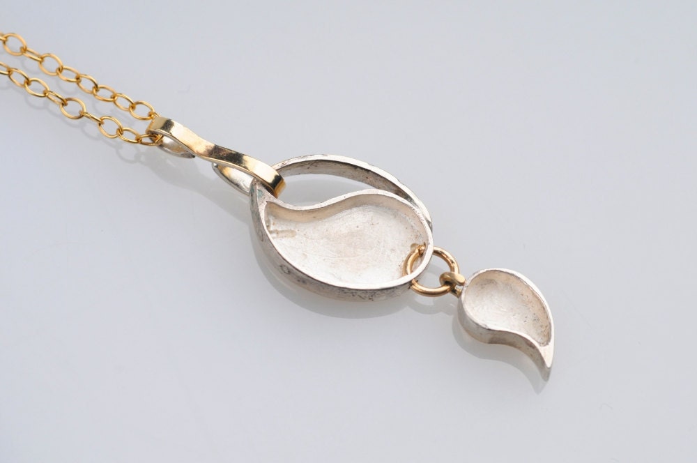Silver Gold Pendant, Inspired by Ying&yang, Gold Filled Chain, for ...