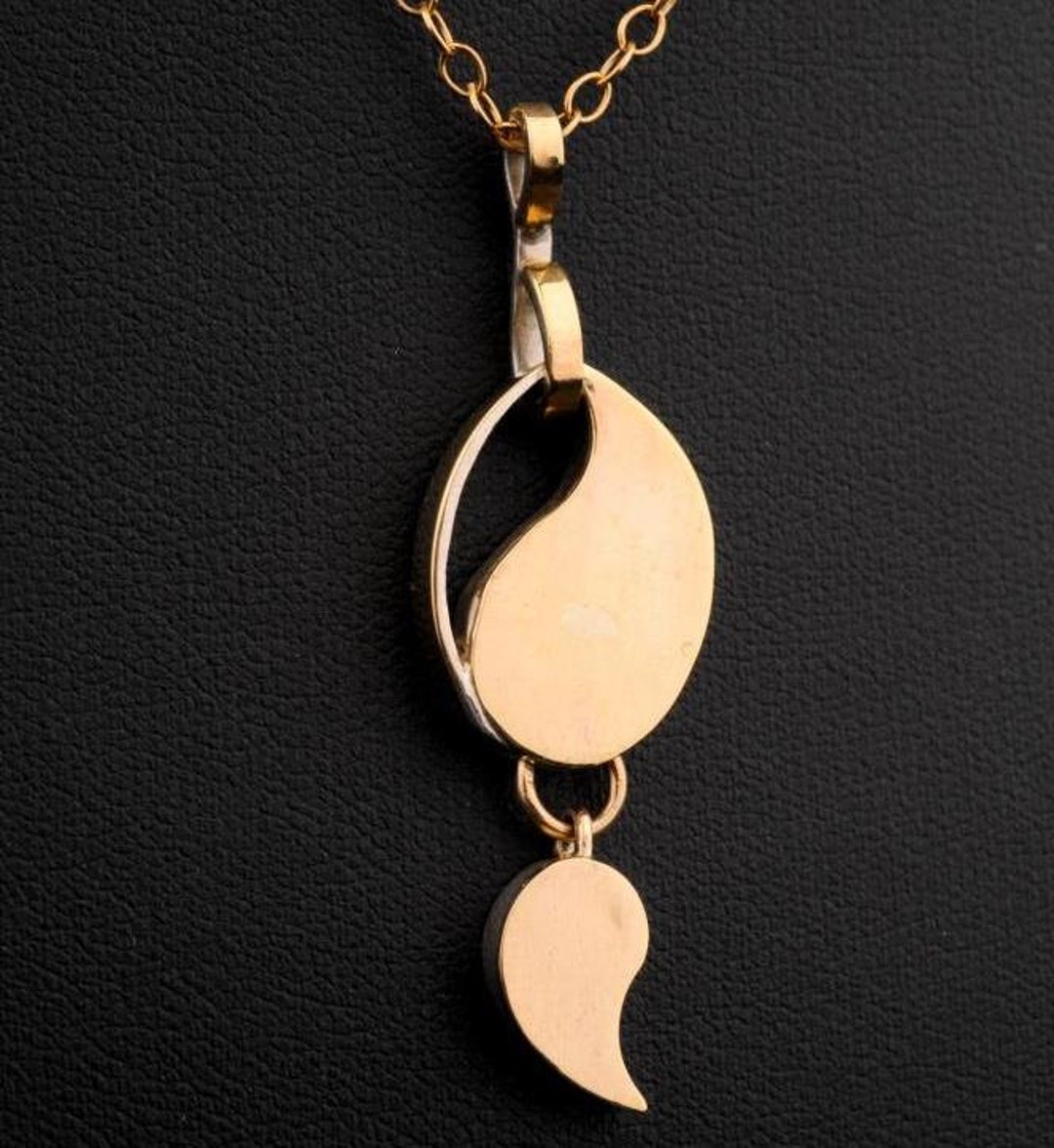Silver Gold Pendant, Inspired by Ying&yang, Gold Filled Chain, for ...