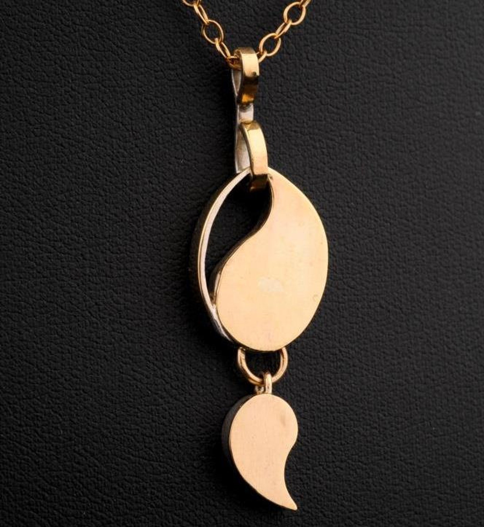 Silver Gold Pendant, Inspired by Ying&yang, Gold Filled Chain, for ...