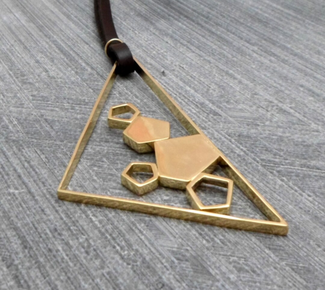 Gold Triangle Pendant Uneven in Shape Geometric Long - Etsy