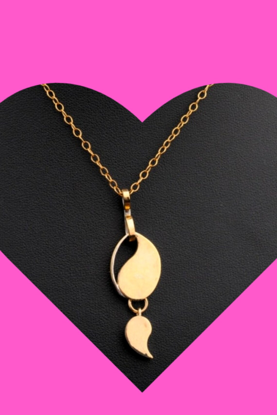 Silver Gold Pendant, Inspired by Ying&yang, Gold Filled Chain, for ...