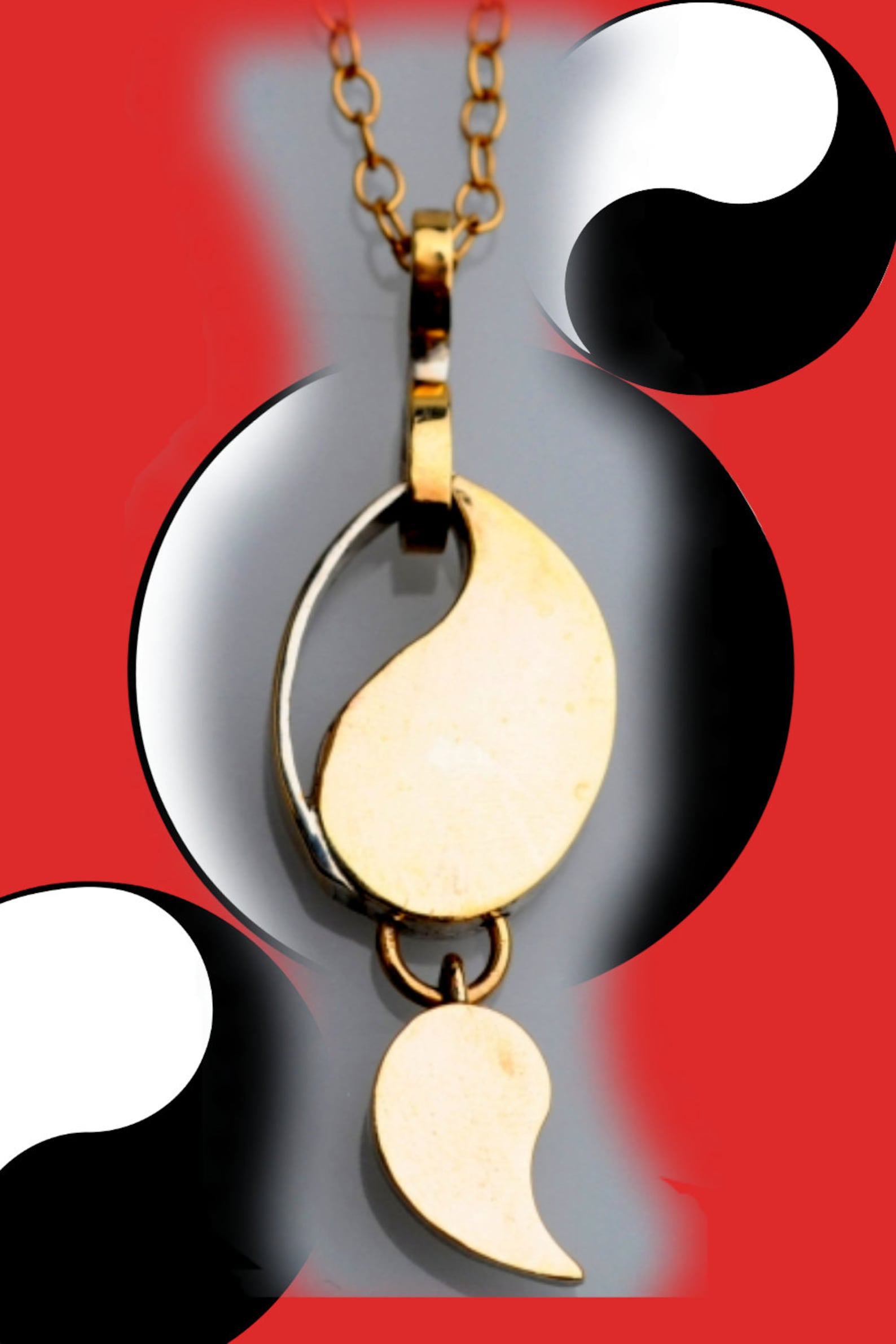 Silver Gold Pendant Inspired by Ying&Yang Gold Filled Chain | Etsy