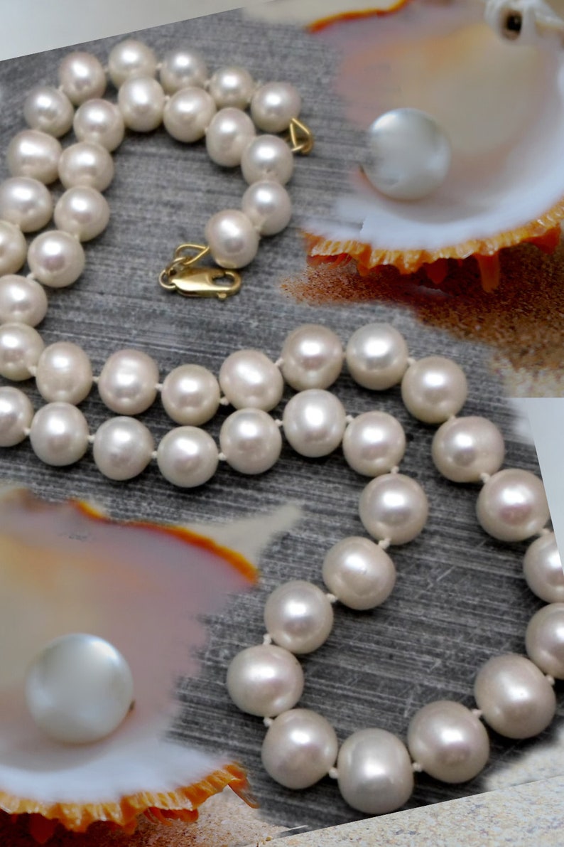 White Opera Pearl Necklace, Extra Big Round Pearls, Elegant, Classic ...