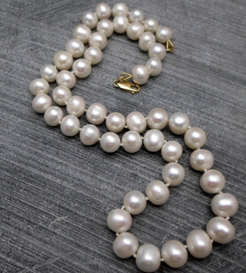 White Opera Pearl Necklace, Extra Big Round Pearls, Elegant, Classic ...
