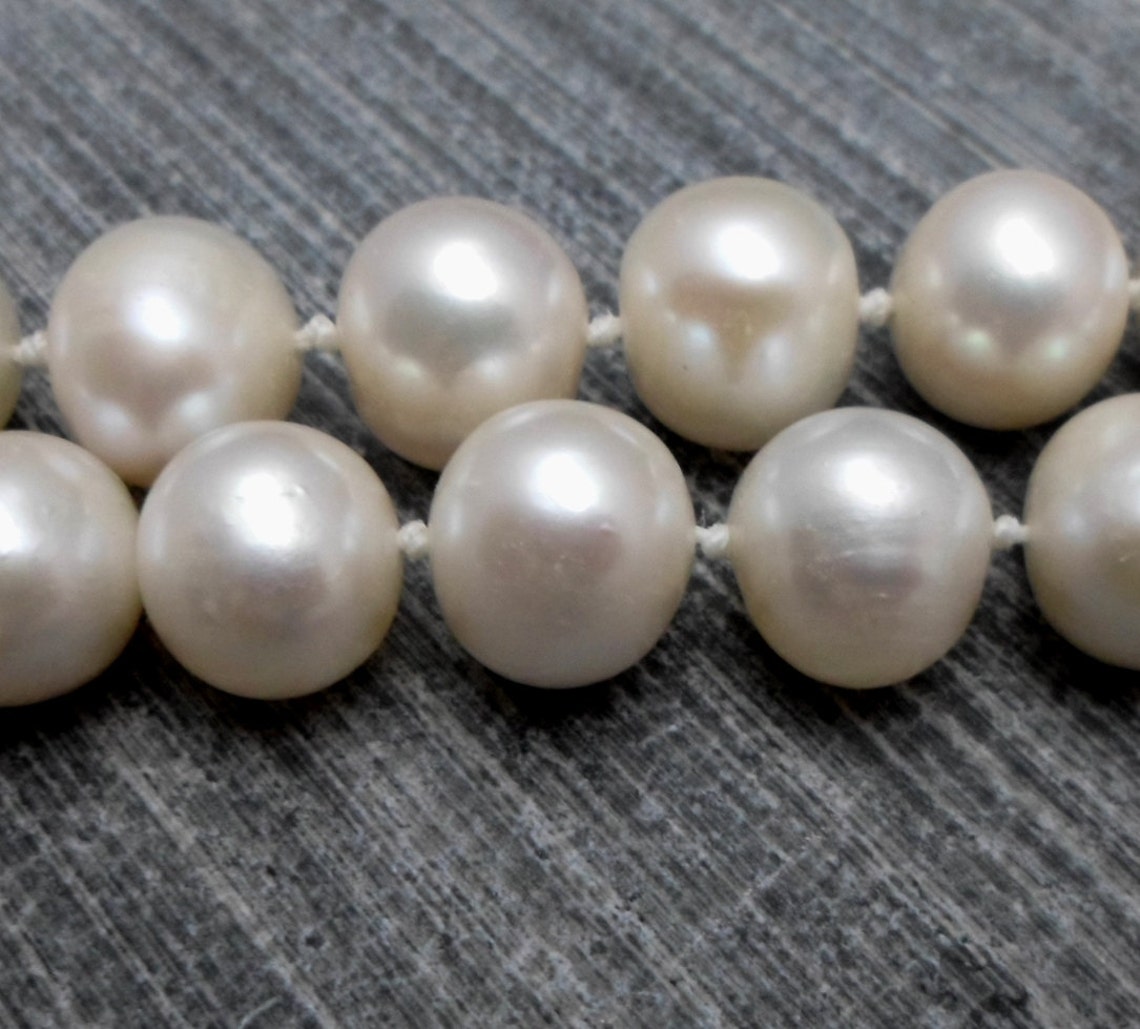 White Opera Pearl Necklace, Extra Big Round Pearls, Elegant, Classic ...