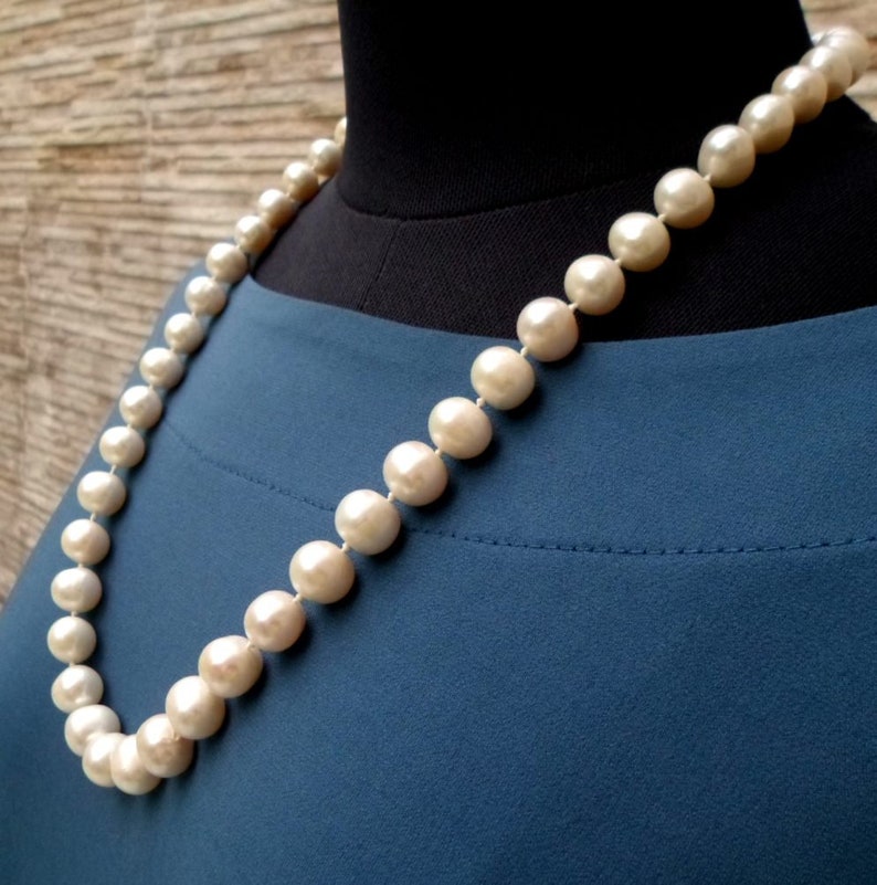 White Opera Pearl Necklace, Extra Big Round Pearls, Elegant, Classic ...