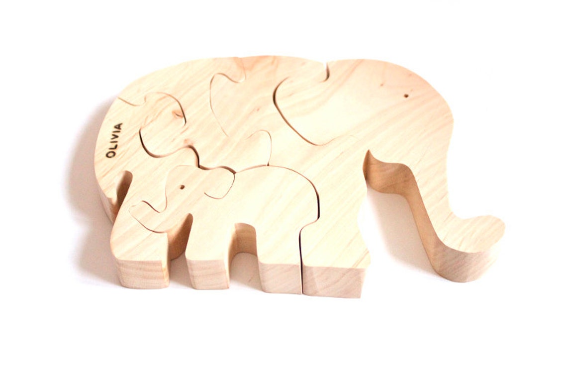 Personalized Wooden Elephants puzzle. Wooden toys wooden | Etsy