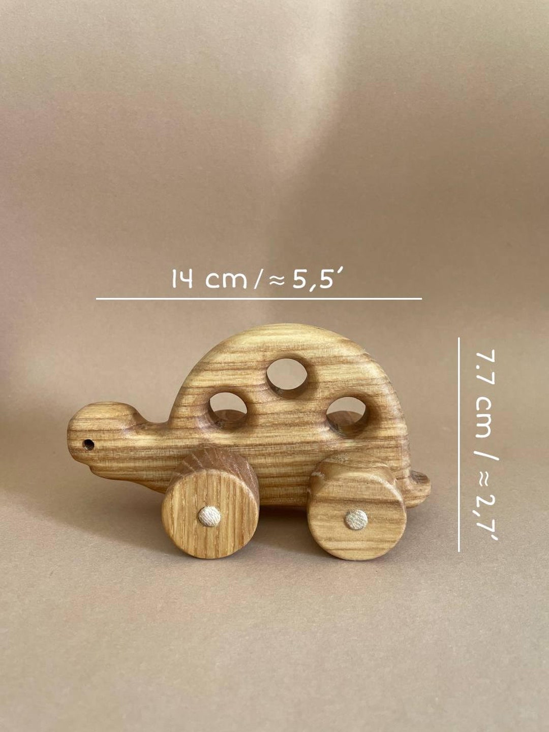 Handcrafted Wooden Turtle Toy With Wheels - Eco-friendly, Non-toxic ...