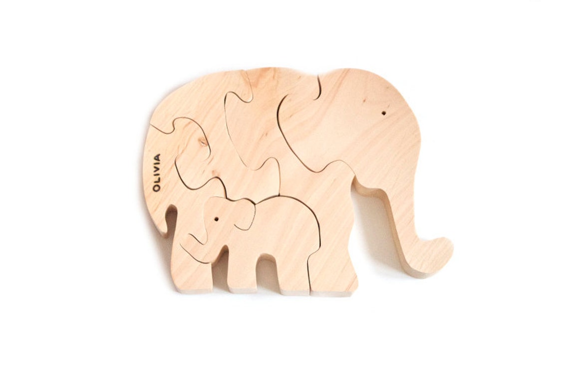 Personalized Wooden Elephants puzzle. Wooden toys wooden | Etsy