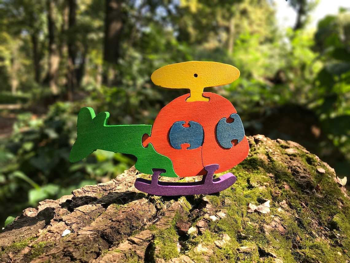 Wooden Puzzle Helicopter. Colorful Puzzle Handmade Kids Toy. - Etsy