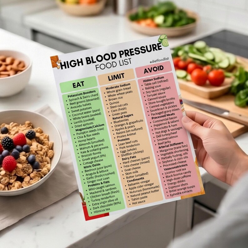 High Blood Pressure Food List, Eat Limit Avoid Chart Printable ...