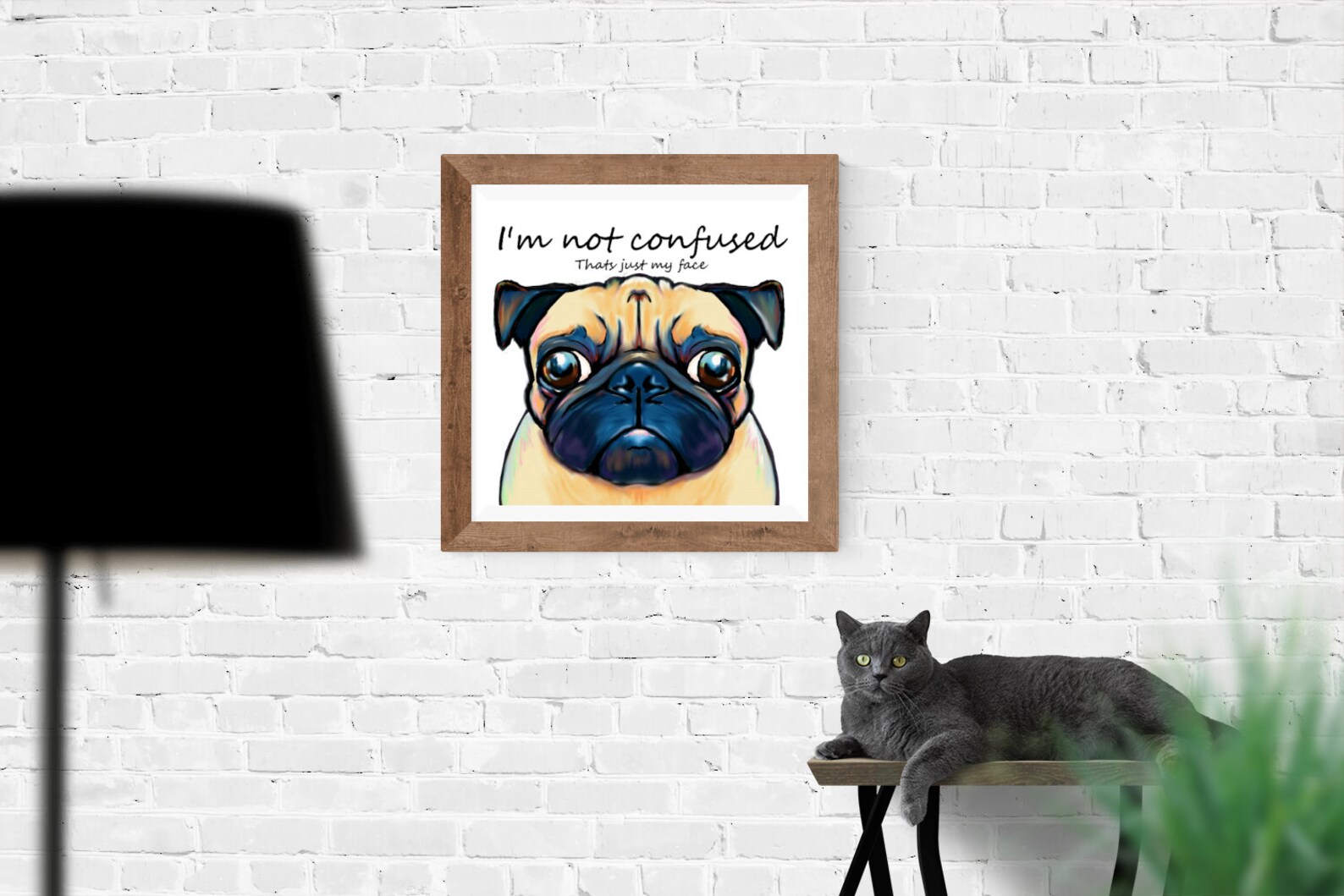 Confused Pug Art Print - Etsy