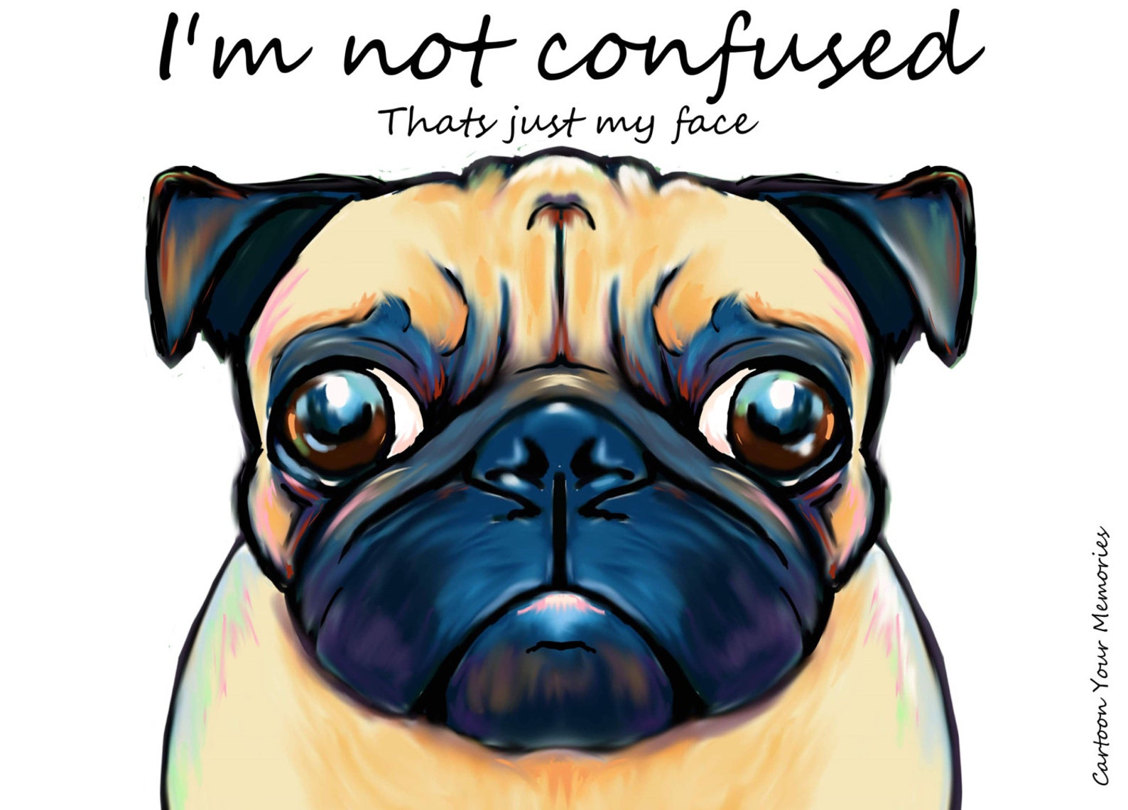 Confused Pug Art Print - Etsy