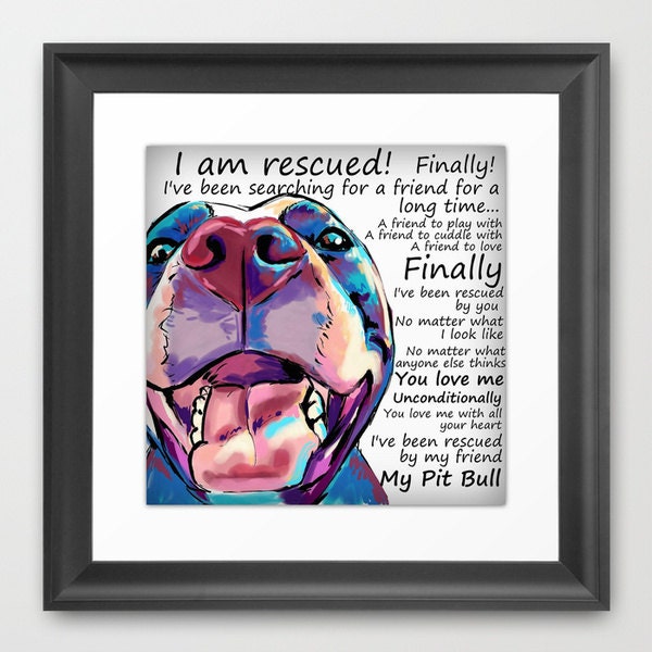 I Am Rescued Pitbull Art Sign - Etsy