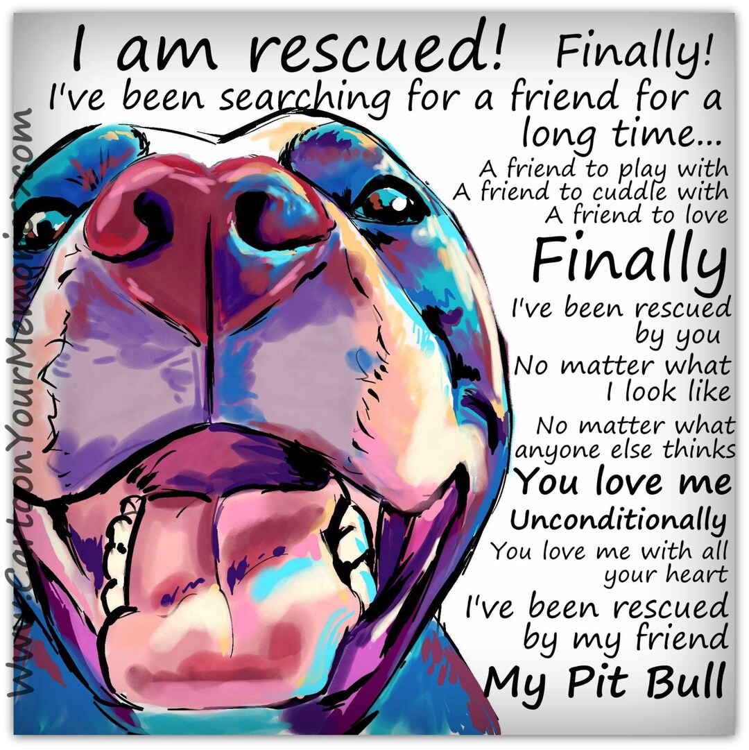 I Am Rescued! Pitbull Art Sign - Etsy