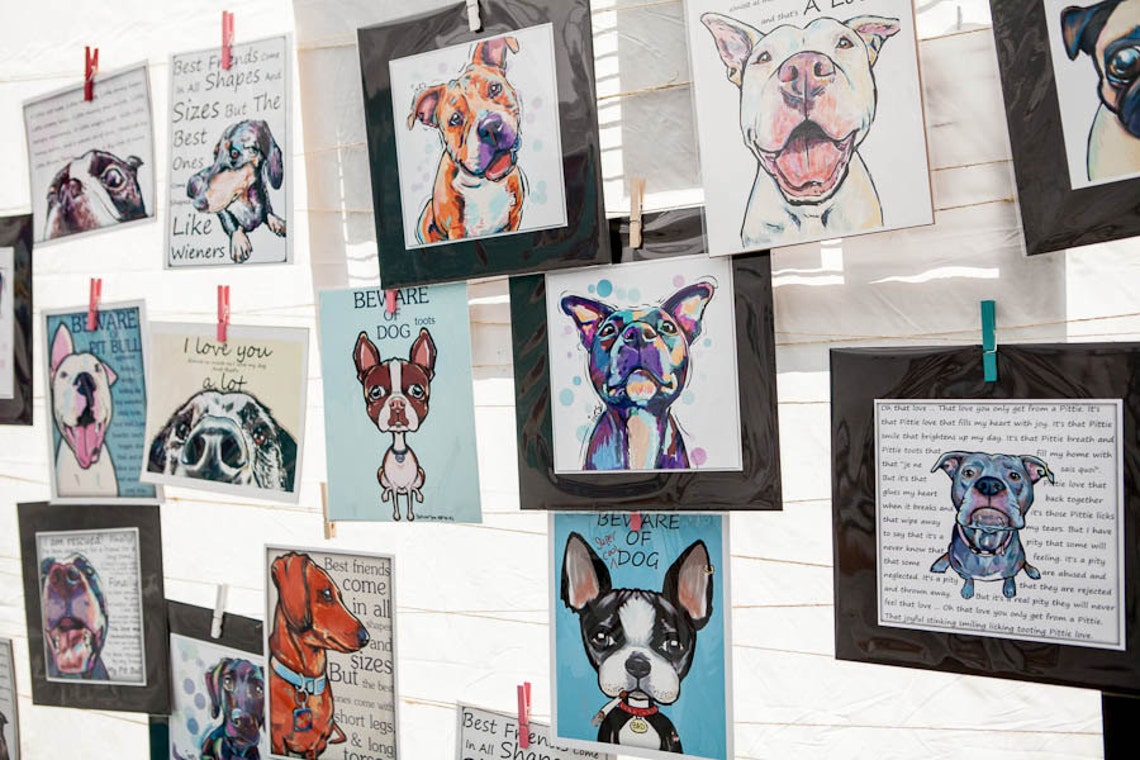 Fat and Happy Pit Bull Art Print | Etsy