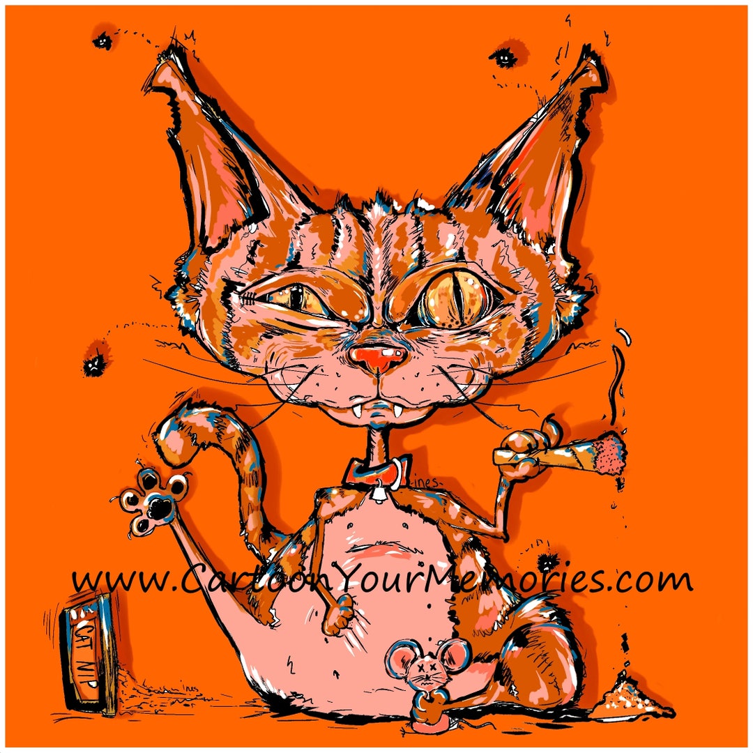 Crazy Cat Art Print - Etsy