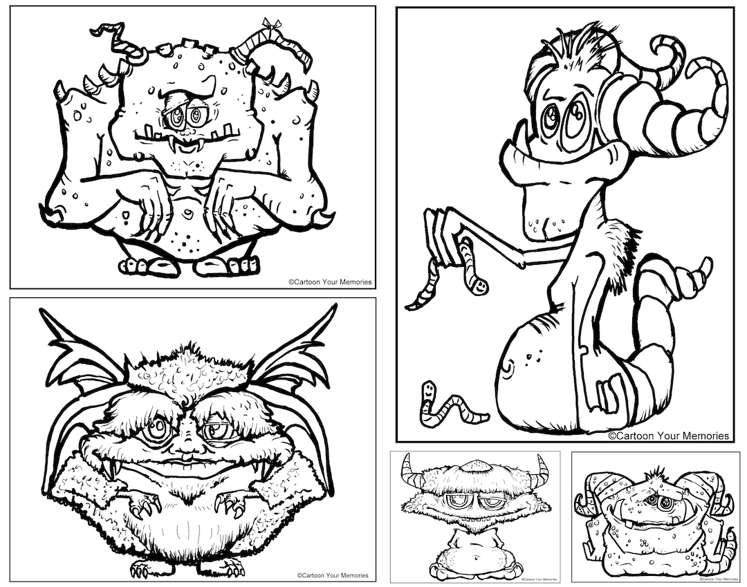 Kids Monster Party Coloring Pages - Etsy