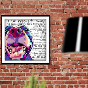 I Am Rescued! Pitbull Art Sign - Etsy