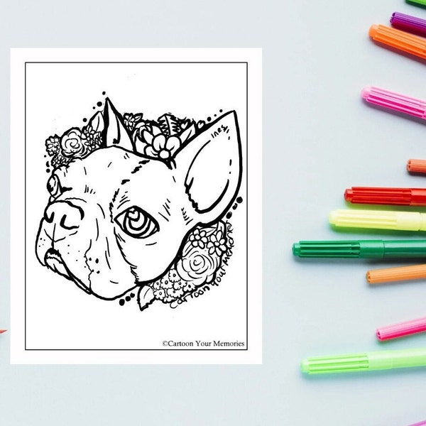 Boston Terrier Coloring Page - Etsy