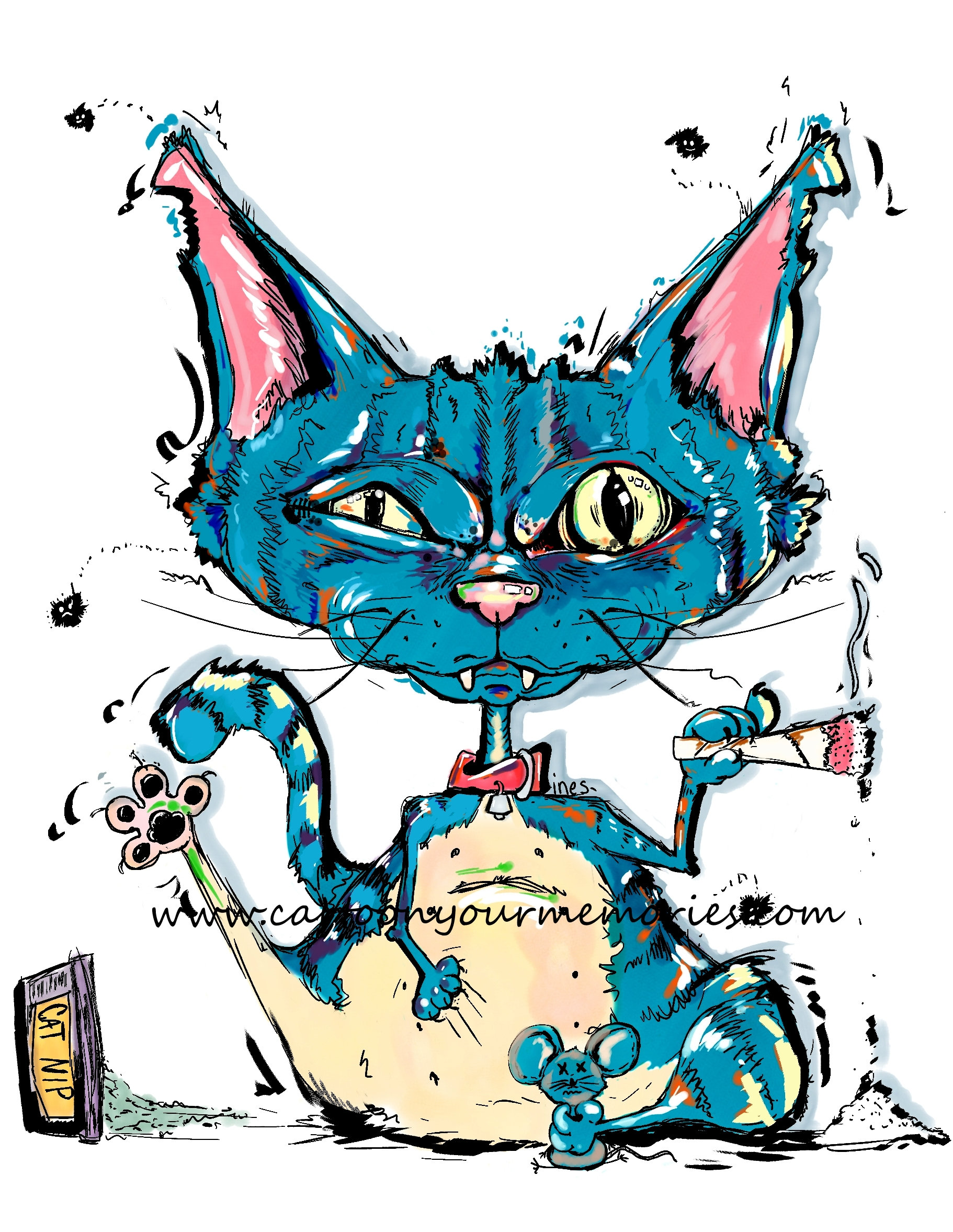 Crazy Cat Art Print Etsy