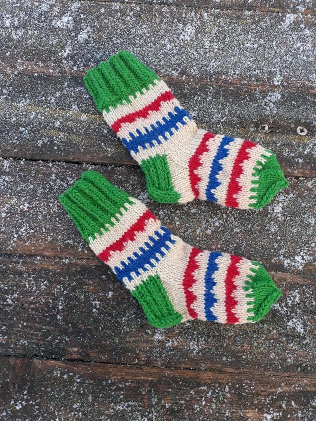 Hand Knit Children Socks, Warm Wool Socks, Winter Socks, Natural White ...