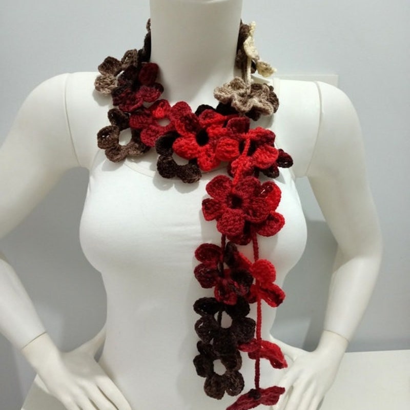 Scarf With Flowers - Etsy