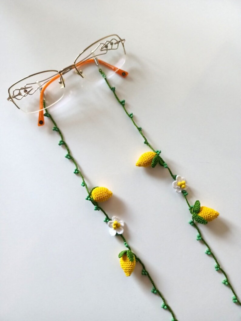 Lemon Eye Glass Chain, Crochet Eyeglasses Chains, Eyeglass Chain for ...