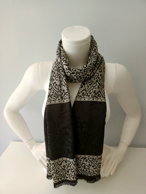 Vintage 90's Grey and Black Rectangular Scarf Flamboyant - Etsy