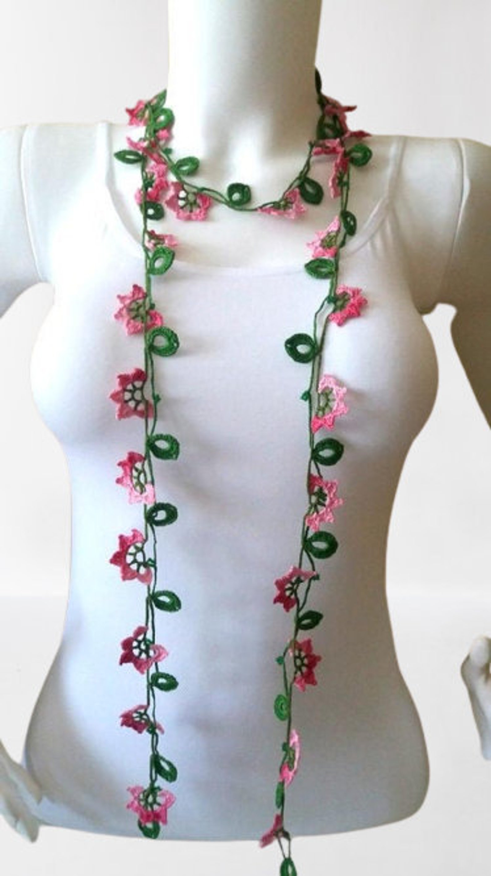 Turkish Oya Necklace, Crochet Necklace , Turkish Oya Scarf, Beaded ...