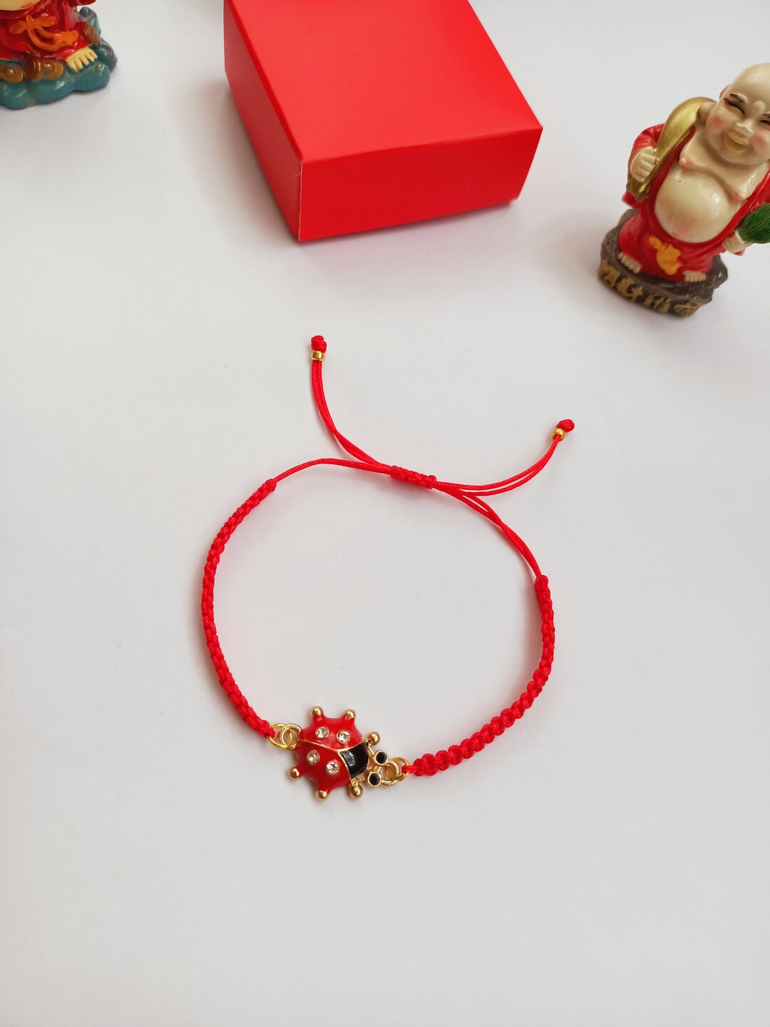 Ladybug Bracelet, Macrame Bracelet, Stone Ladybug Bracelet, Gift for ...