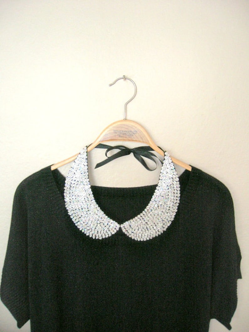 Silver Sequined Collar Necklace, Peter Pan Necklace, Handicrafts ...