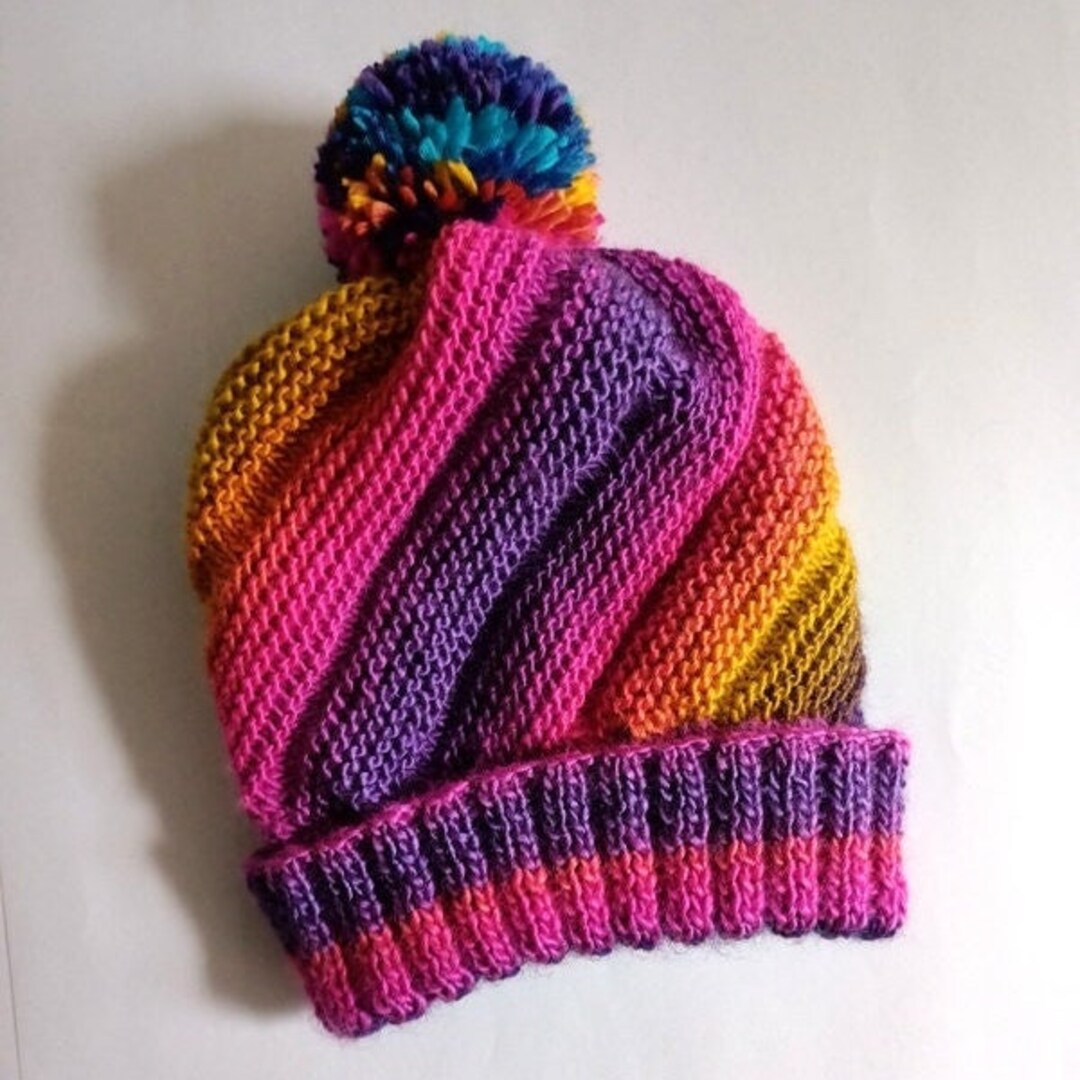 Rainbow Spiral Hat, Swirl Hat, Soft Hat, Hand Knitted, for 3 9 Years ...