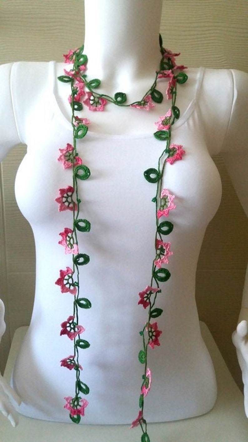 Turkish Oya Necklace, Crochet Necklace , Turkish Oya Scarf, Beaded ...