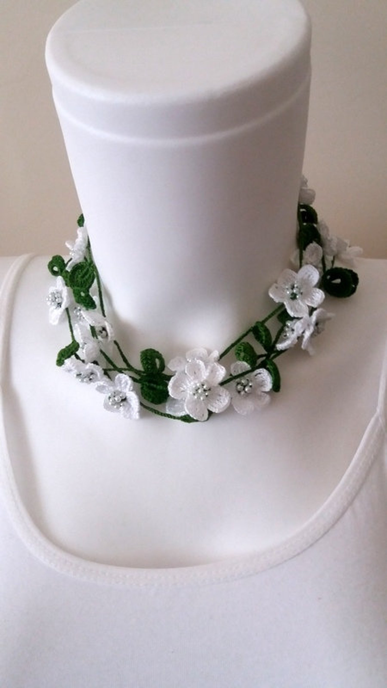 Turkish Oya Necklace, Crochet Necklace, Oya Beaded Necklace, Summer ...