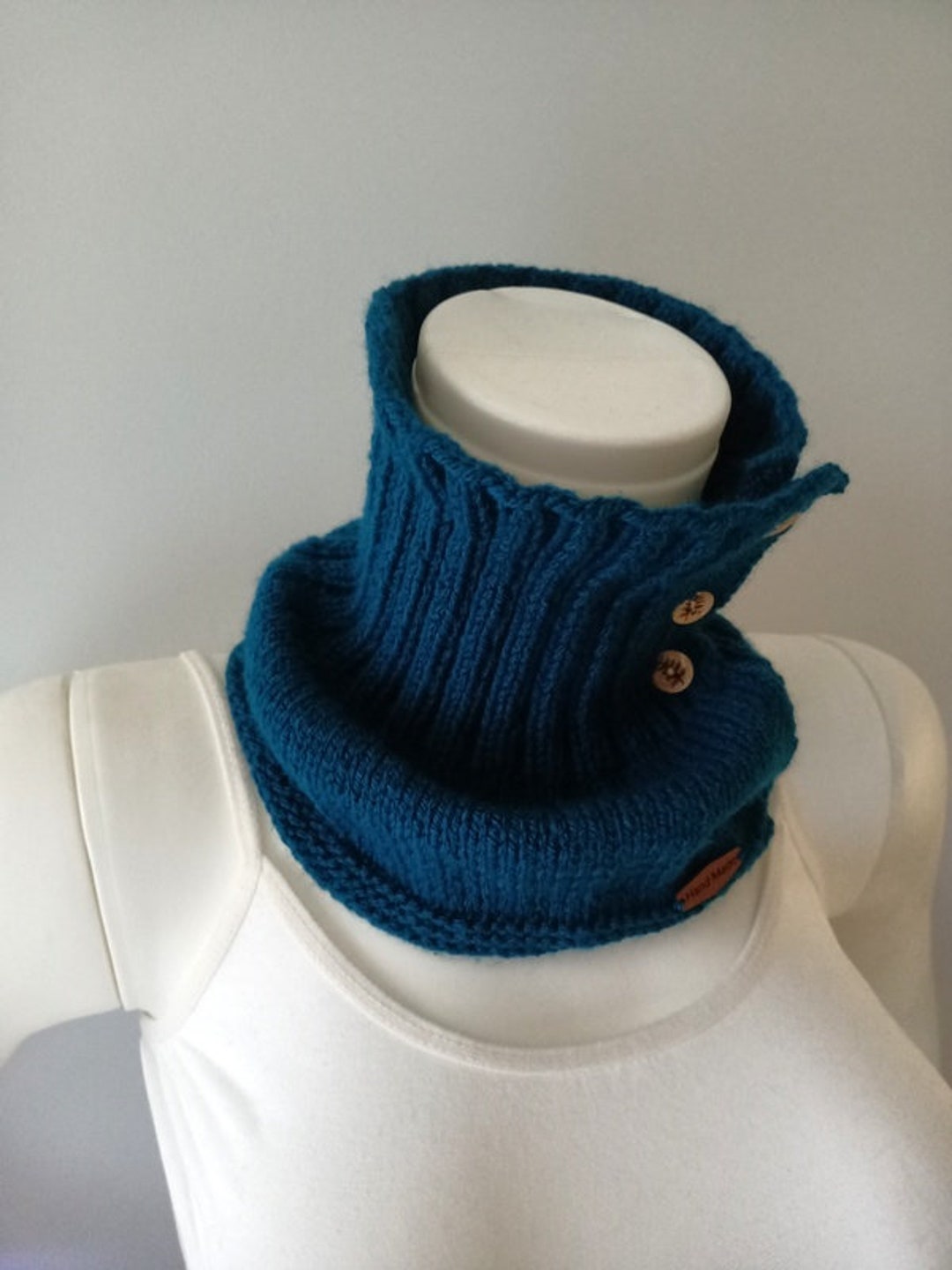 Knitted Neck Warmer, Button Detailed Collar, Winter Collar, Gift for ...