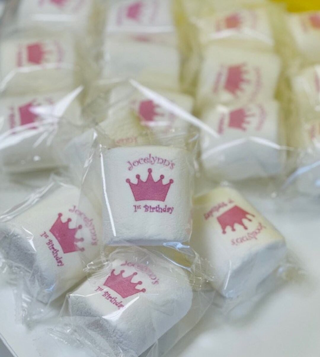 Princess Party Favor Personalized Marshmallow Candy Buffet Pink Crown ...
