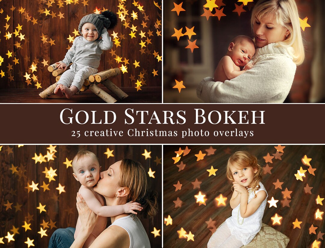 Christmas Photo Overlays "gold Stars Bokeh", Stars Photo Overlays ...