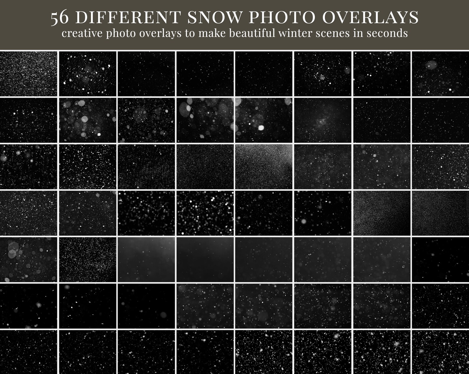 56 Different Snow Photo Overlays for Photoshop Winter | Etsy