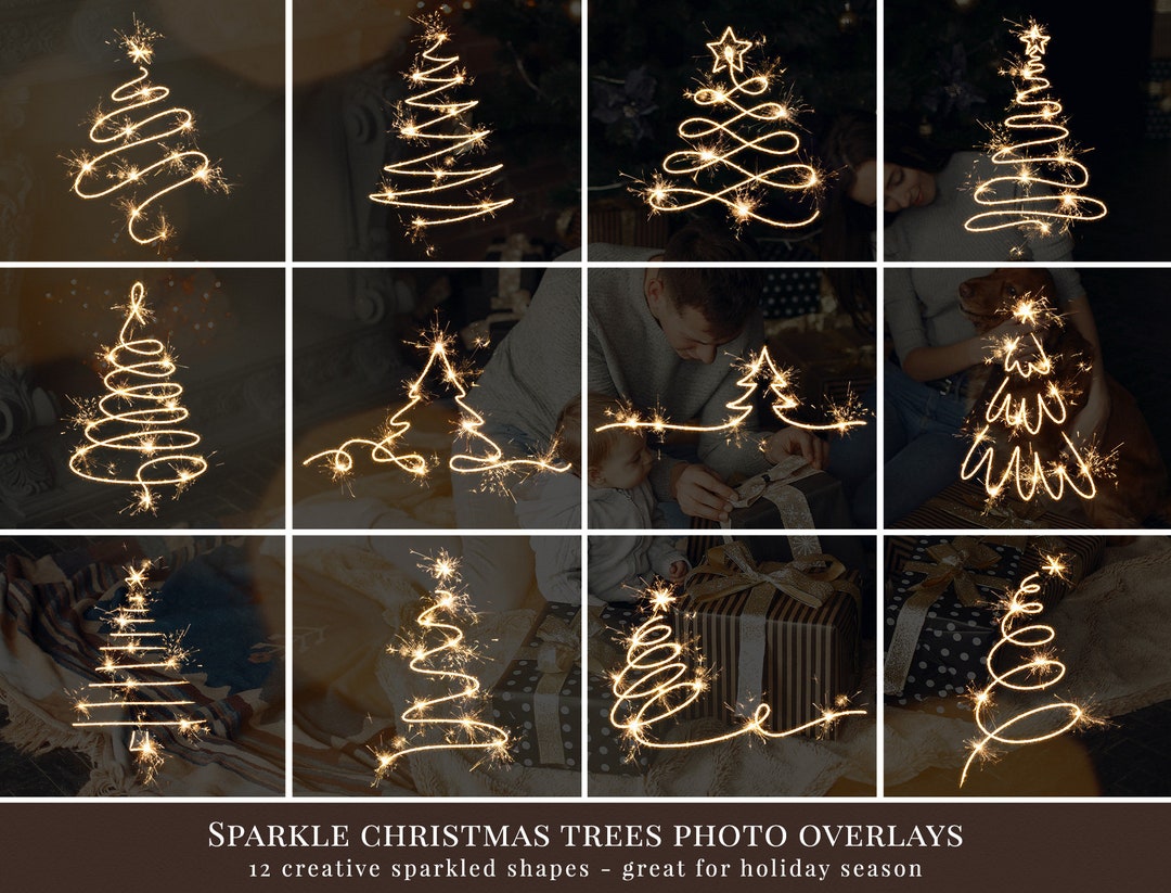 12 Christmas Tree Sparkle Photo Overlays | Holiday Tree Lights ...