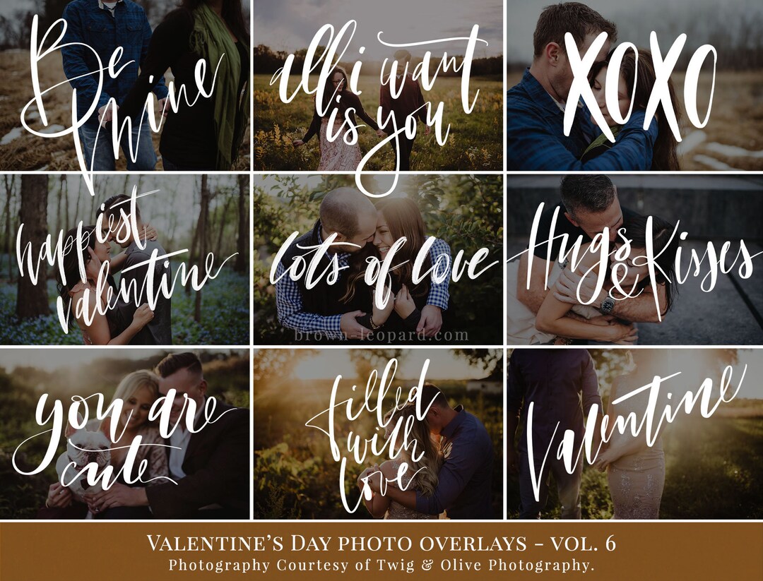 Valentines Photo Overlays, Valentine's Day Word Art, Hand Lettered ...