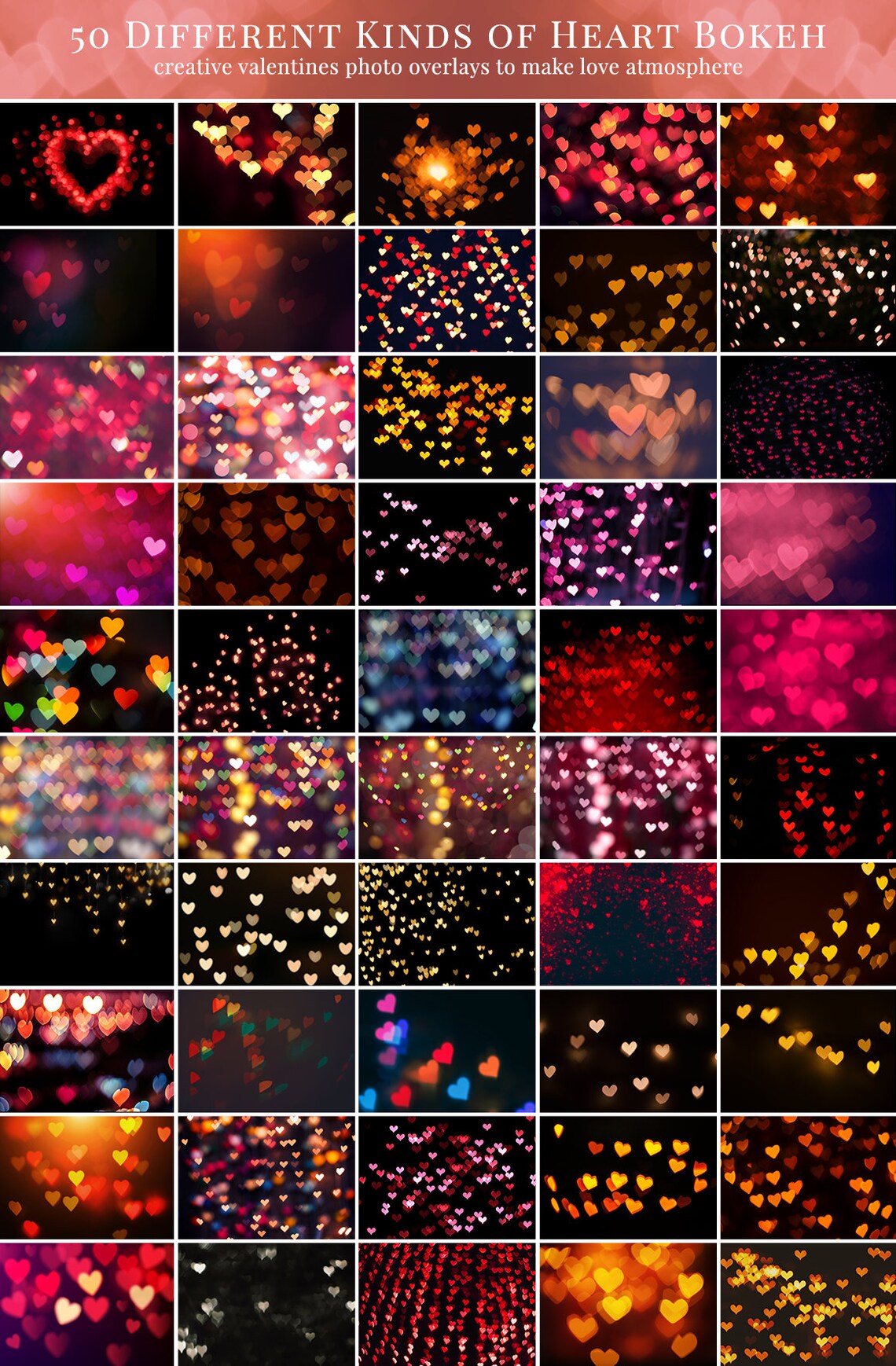 Heart Bokeh Photo Overlays, Valentines Photo Overlays, Love Photo ...