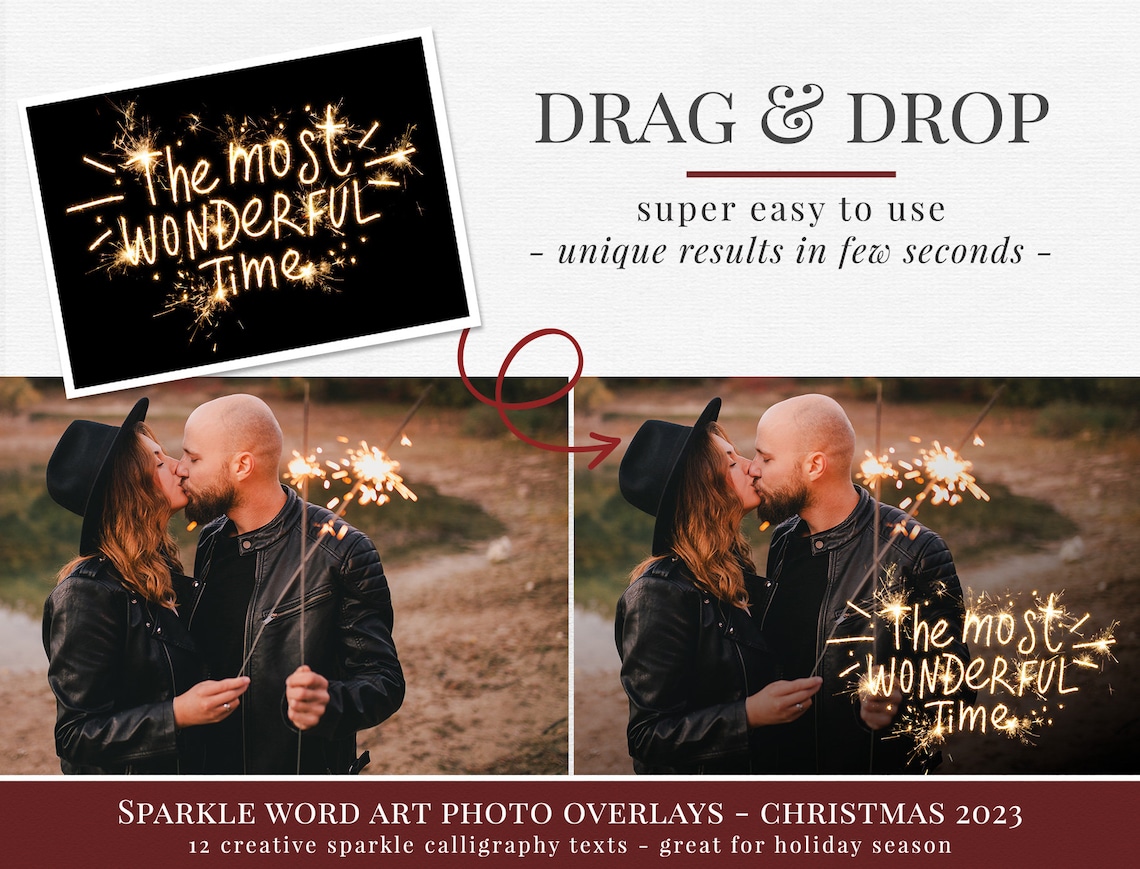 Christmas Sparkle Word Art Photo Overlays | Festive Text & Light ...