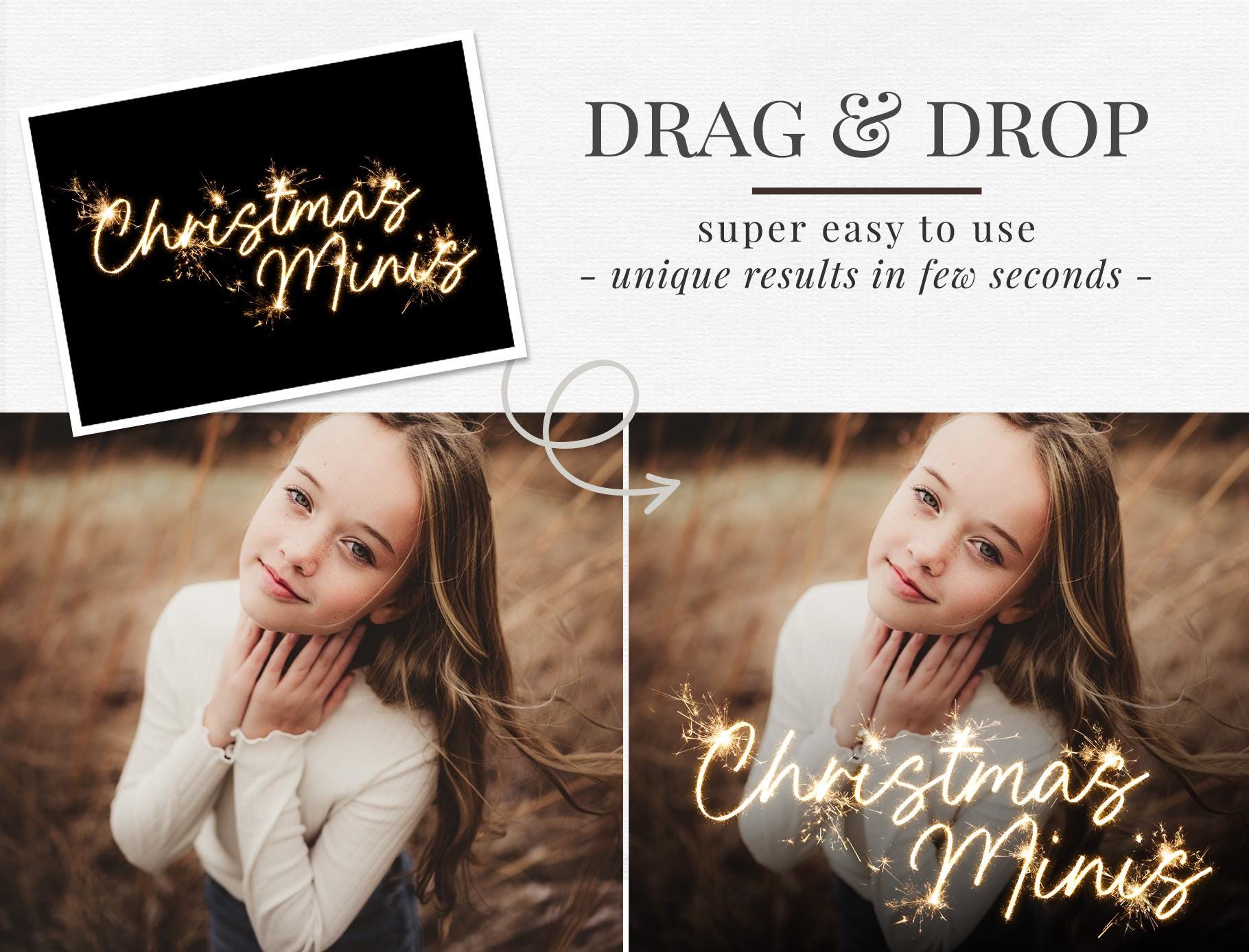 Christmas Sparkle Word Art Photo Overlays | Festive Text & Light ...