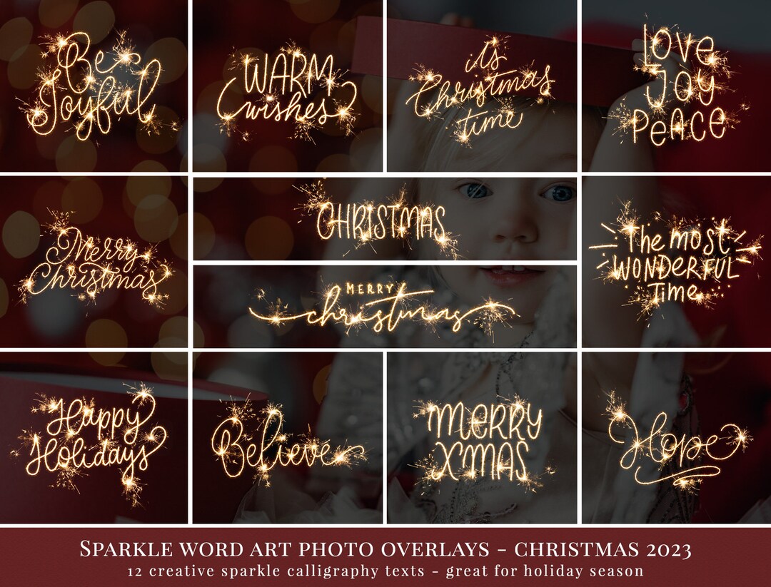 Christmas Sparkle Word Art Photo Overlays | Festive Text & Light ...